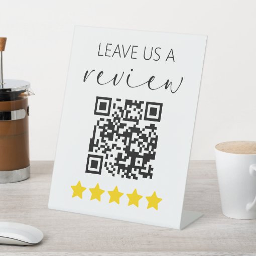 Minimalist QR Leave Us a Review Business Pedestal Sign | Zazzle