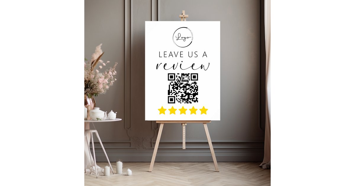 Minimalist QR Leave Us a Review Logo Foam Board | Zazzle