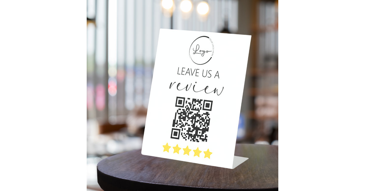 Minimalist QR Leave Us a Review Logo Pedestal Sign | Zazzle