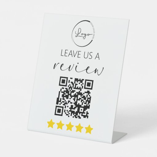 Minimalist QR Leave Us a Review Logo Pedestal Sign | Zazzle