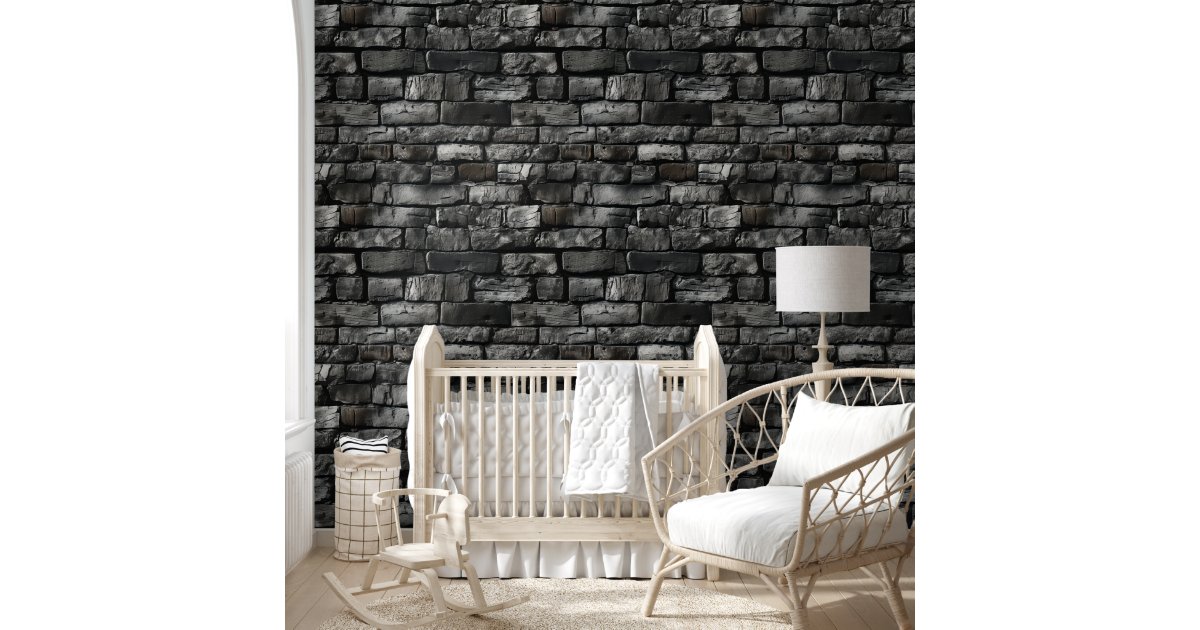 Minimalist Realistic Rustic Black Brick Elegant Wallpaper | Zazzle