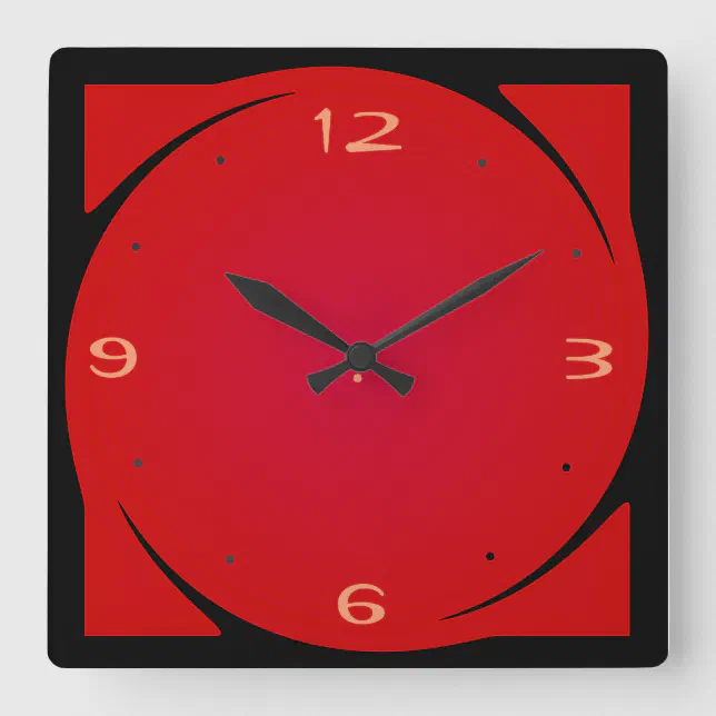Minimalist Red Black Design>Kitchen Clock | Zazzle