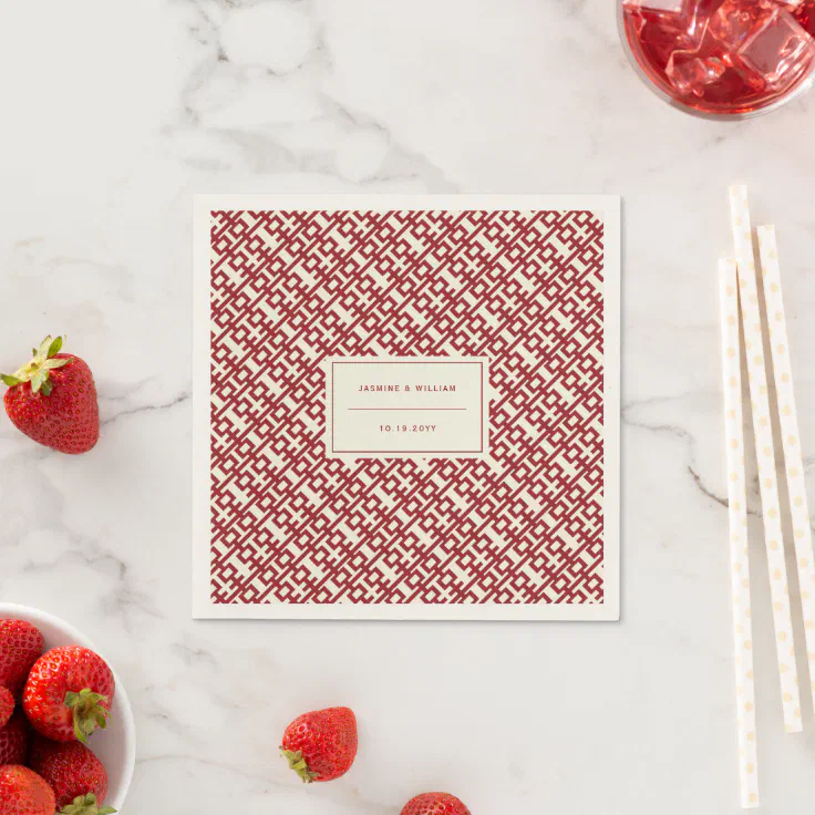 Minimalist Red Double Happiness Chinese Wedding Paper Napkins | Zazzle