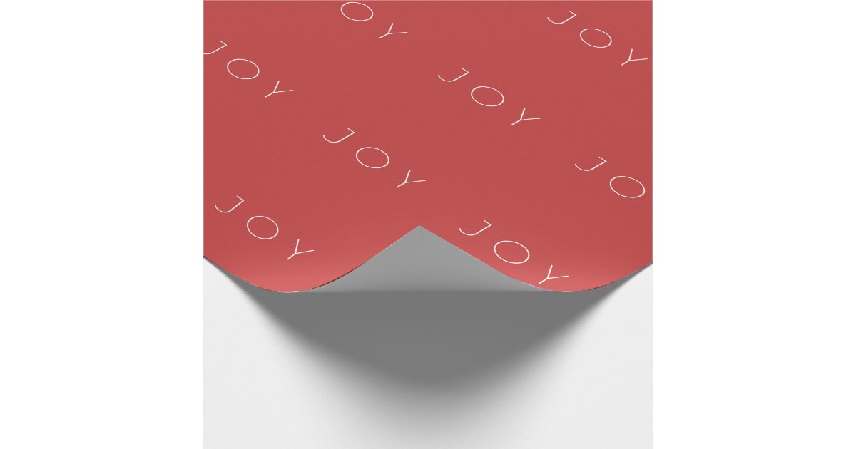 Minimalist Red Joy Typography Pattern Wrapping Paper | Zazzle