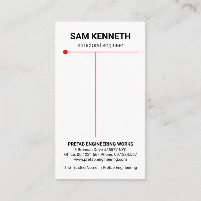 Minimalist Red Lines Dot Structural Engineering Business Card | Zazzle