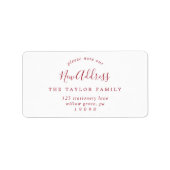 Minimalist Red Please Note Our New Address Label | Zazzle