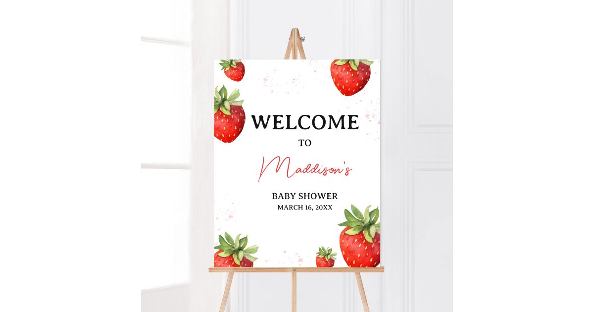 Minimalist Red Strawberry Welcome Poster | Zazzle