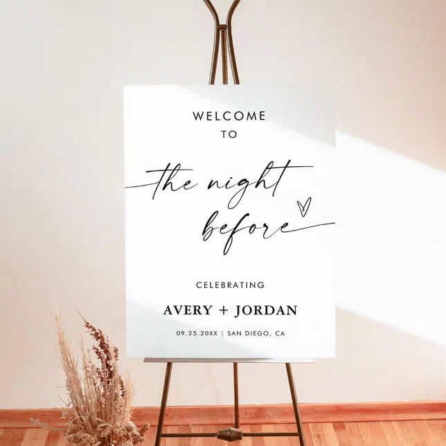 Minimalist Rehearsal Dinner Welcome Sign Boho Sign | Zazzle