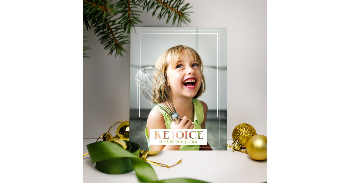 Minimalist Rejoice Modern Text Photo Postcard | Zazzle