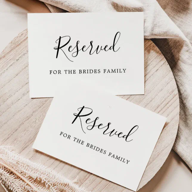 Minimalist Reserved Chair Signs, Wedding Seating Invitation | Zazzle