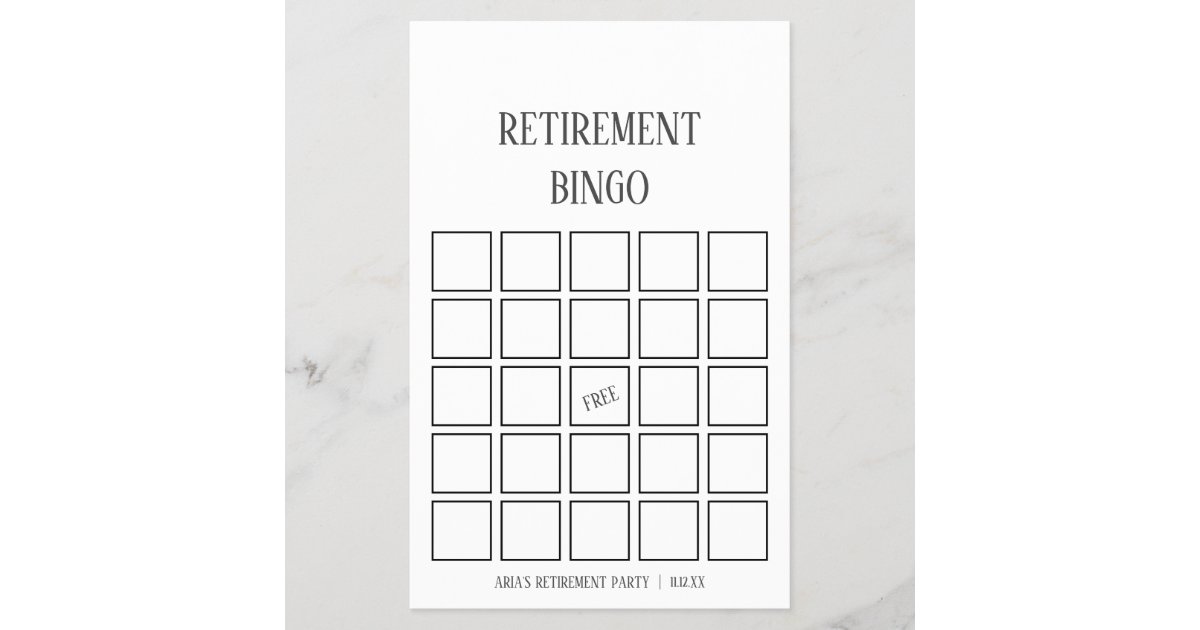 Minimalist Retirement Bingo Cards Flyer | Zazzle