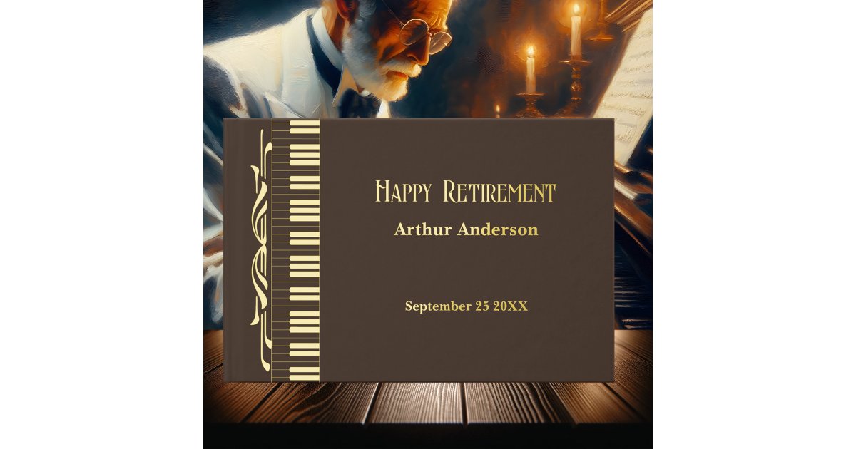 Minimalist Retirement Music Keyboard Real Foil Foil Guest Book | Zazzle