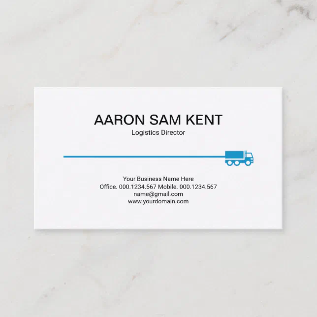 Minimalist Retro Blue Truck Line Logistics Business Card | Zazzle