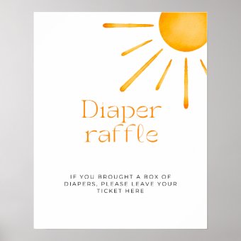 Minimalist Retro Sun Diaper Raffle Poster | Zazzle
