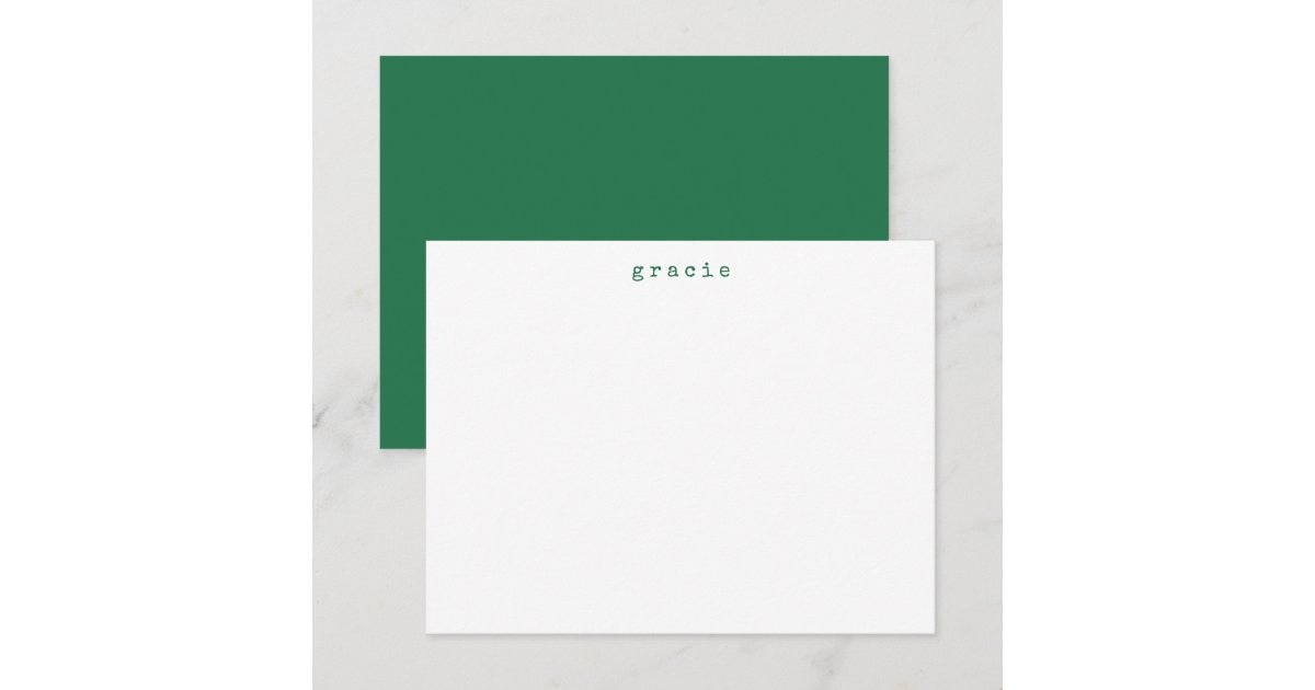 Minimalist Retro Typewriter Custom Kelly Green Note Card | Zazzle