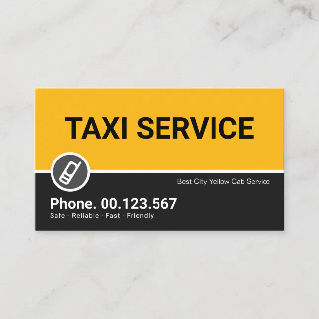 Minimalist Retro Yellow Taxi Layers Cab Driver Business Card | Zazzle