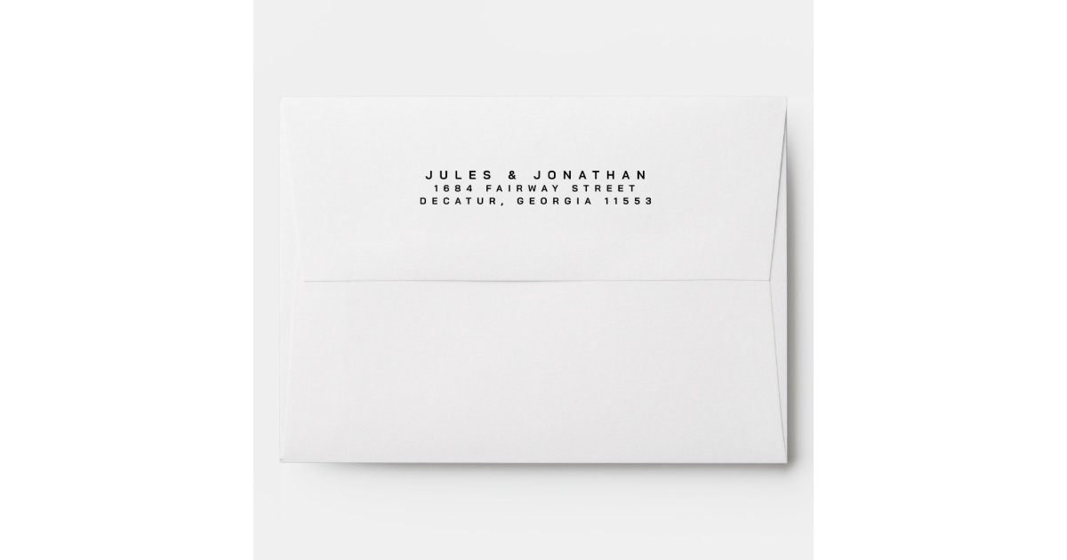 Minimalist Return Address Simple Typography Envelope | Zazzle