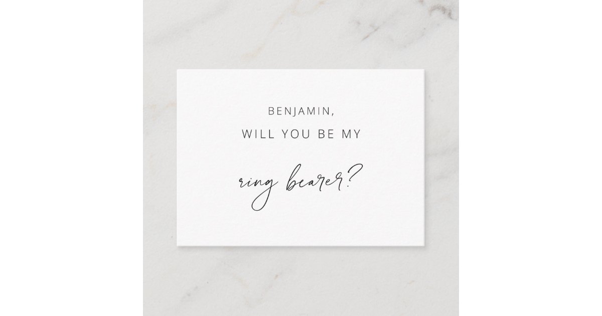Minimalist Ring Bearer Proposal Card | Zazzle
