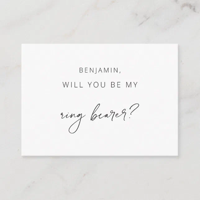 Minimalist Ring Bearer Proposal Card | Zazzle