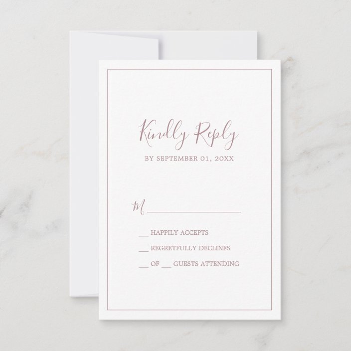 Minimalist Rose Gold Simple RSVP Card | Zazzle.com