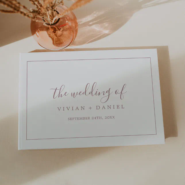 Minimalist Rose Gold Wedding Guest Book | Zazzle