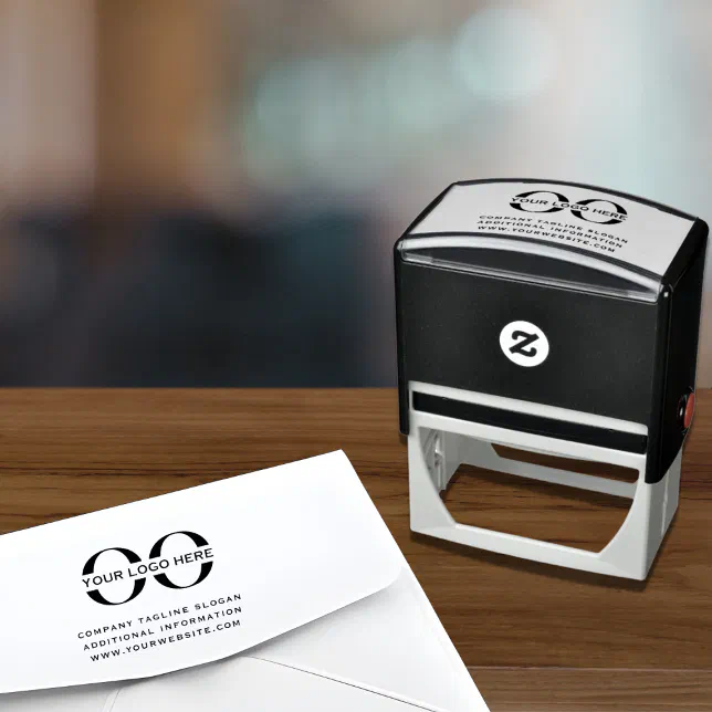Minimalist Rubber Self-inking Stamp with Your Logo | Zazzle