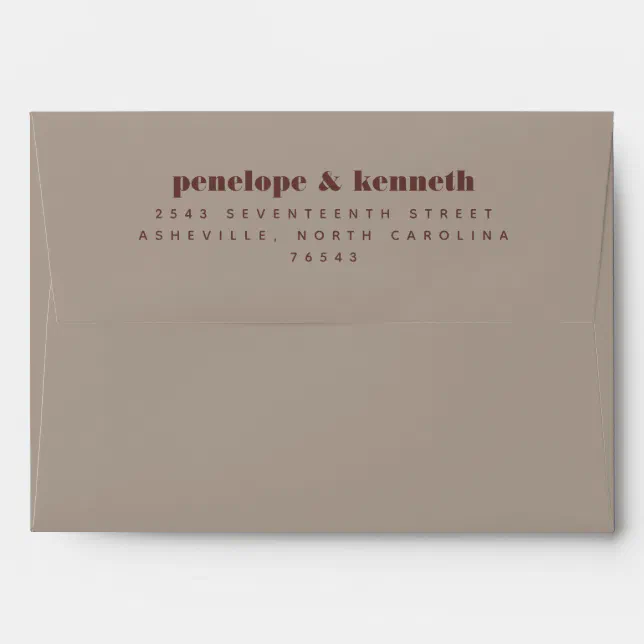 Minimalist Rustic Brown Floral Line Art Wedding Envelope | Zazzle