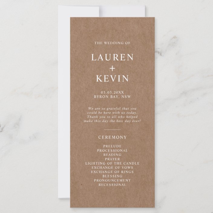 Minimalist Rustic Wedding Ceremony Program | Zazzle.com