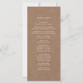 Minimalist Rustic Wedding Ceremony Program | Zazzle