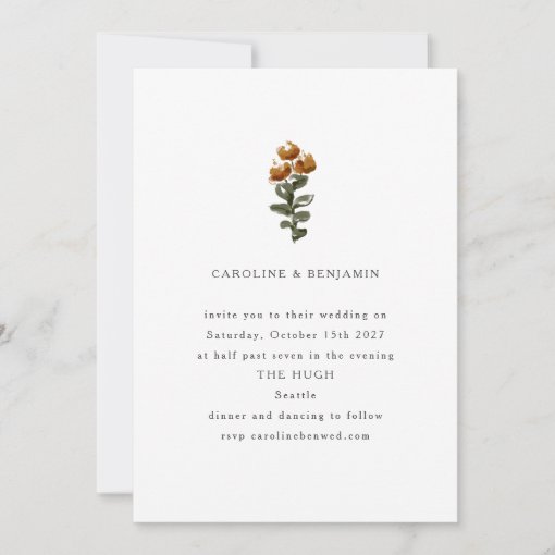 Minimalist Rustic Whimsical Wildflower Wedding Invitation | Zazzle