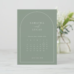 Minimalist sage arch calendar Save the Date Invitation | Zazzle