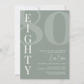 Minimalist Sage Eighty 80th Birthday Party Invitation | Zazzle