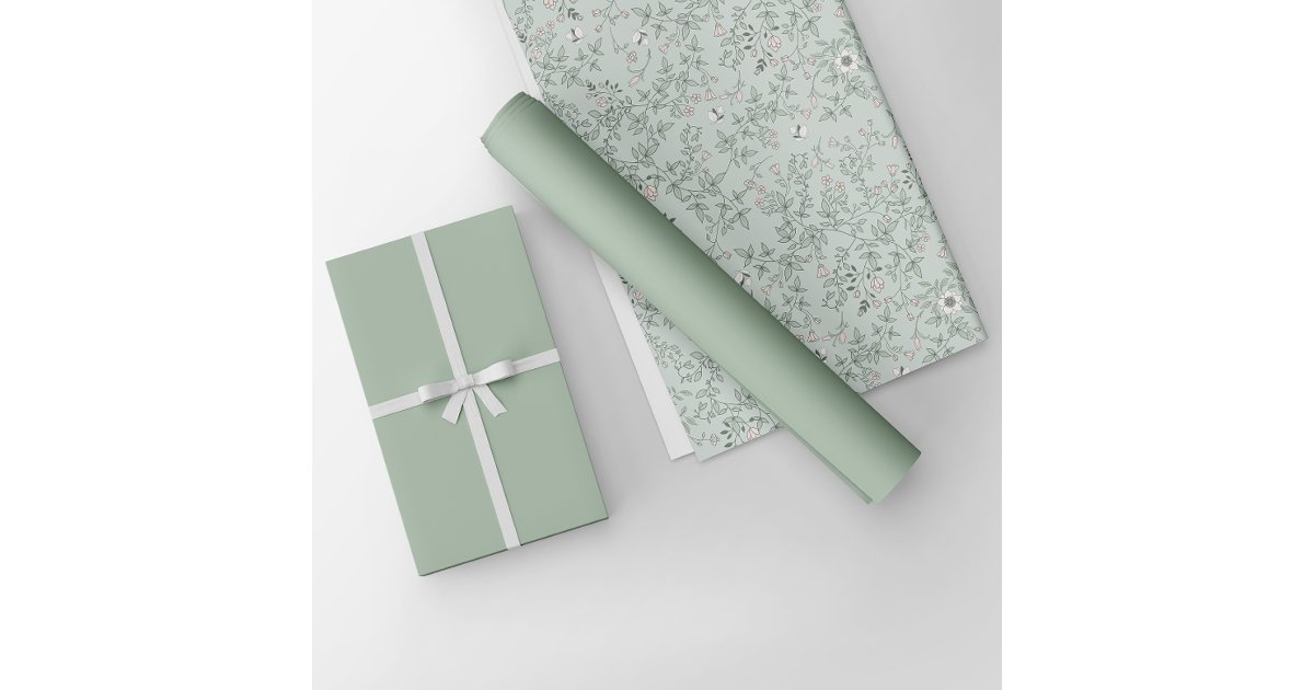 Minimalist Sage Green Plain Solid Color Wrapping Paper | Zazzle