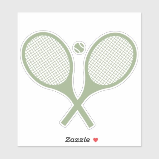Minimalist Sage Green Tennis Racquets Ball Sticker | Zazzle
