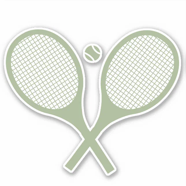 Minimalist Sage Green Tennis Racquets Ball Sticker | Zazzle