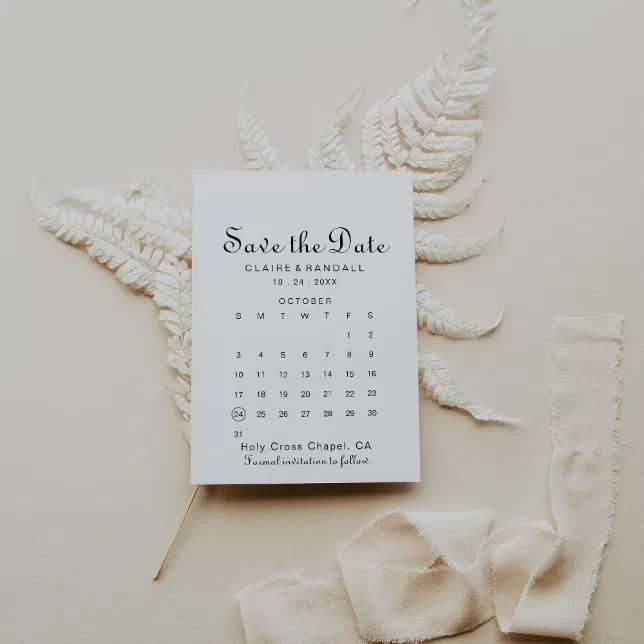 Minimalist Save the Date Calendar | Zazzle