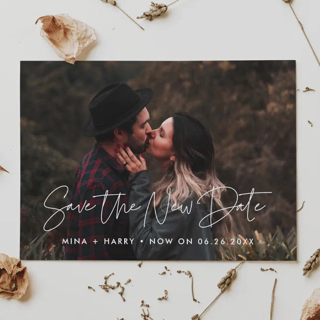 Minimalist Save the new date wedding update photo Announcement | Zazzle