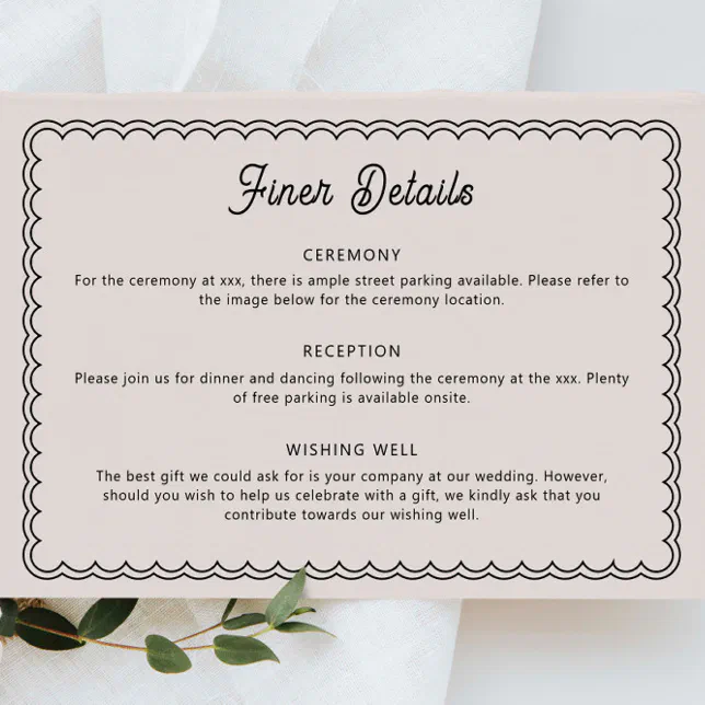 Minimalist scalloped border enclosure card | Zazzle