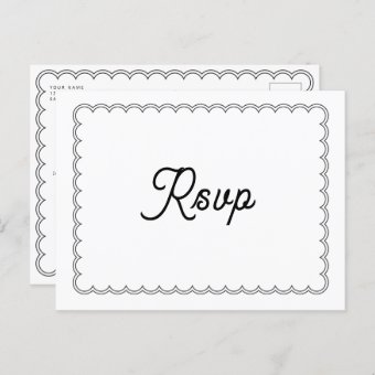 Minimalist scalloped border RSVP reminder card | Zazzle