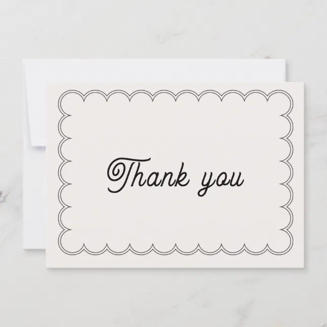 Minimalist Scalloped border Thank you Card | Zazzle
