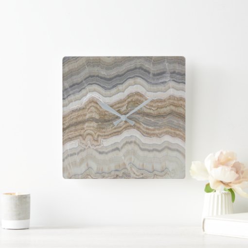 minimalist scandinavian granite brown grey marble square wall clock ...