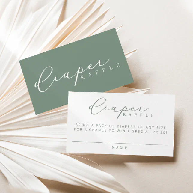 Minimalist Script Baby Shower Diaper Raffle Cards | Zazzle