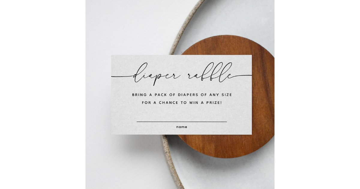Minimalist script Baby Shower Diaper Raffle ticket Enclosure Card | Zazzle