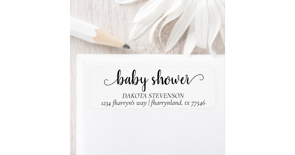 Minimalist Script | Baby Shower Return Address Label | Zazzle