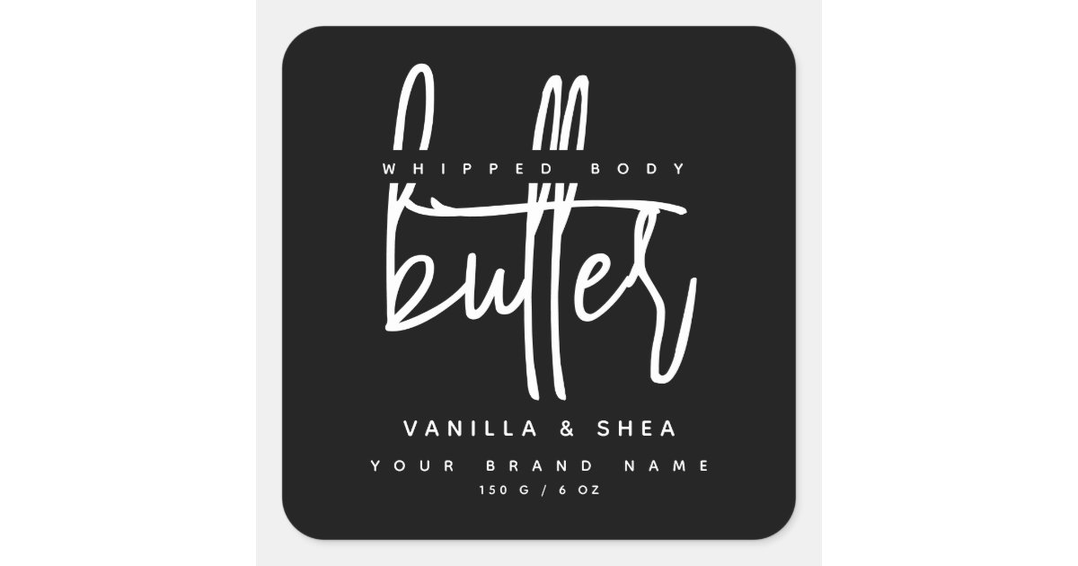 Minimalist script black label body butter | Zazzle