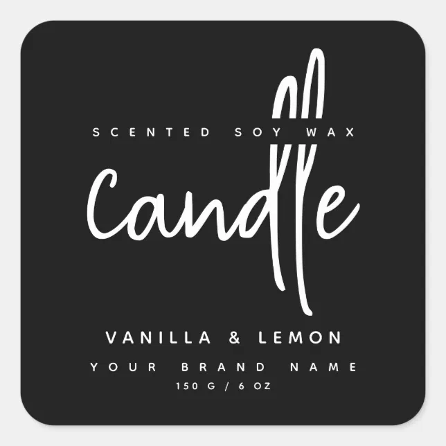 Minimalist script black product label sticker | Zazzle