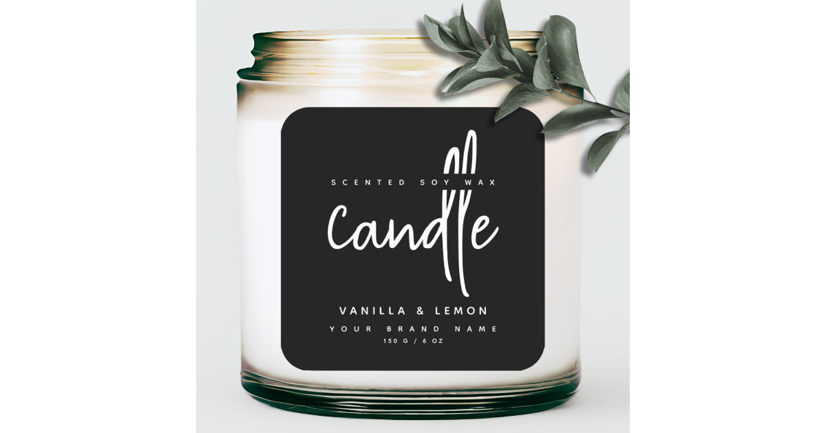 Minimalist script black product label sticker | Zazzle