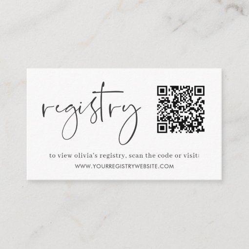 Minimalist Script Bridal or Baby Shower Registry Enclosure Card | Zazzle