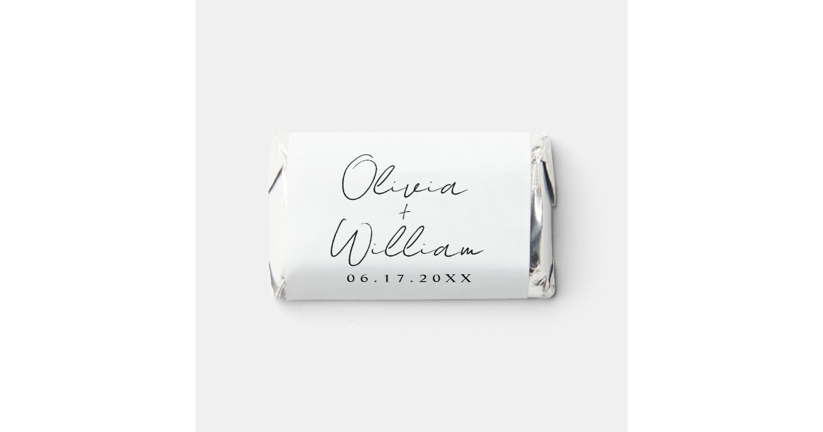 Minimalist Script Bride Groom Names Wedding Hershey's Miniatures | Zazzle
