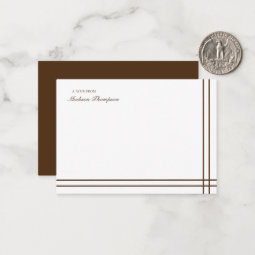 Minimalist Script Brown Double Border Note Card | Zazzle